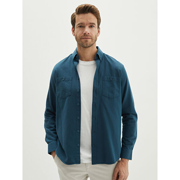 LCW BASIC Regular Fit Uzun Kollu Gabardin Erkek Gömlek