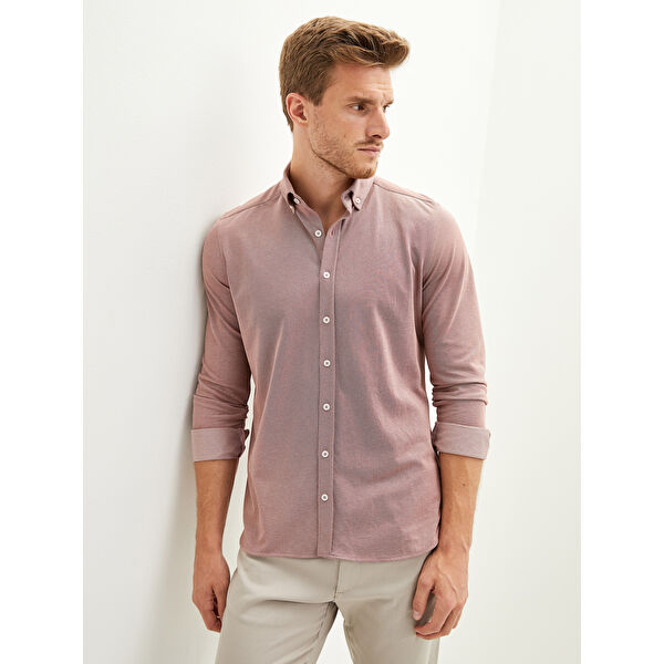 LCW BASIC Slim Fit Uzun Kollu Örme Erkek Gömlek LCW BASIC Slim Fit Uzun Kollu Örme Erkek Gömlek