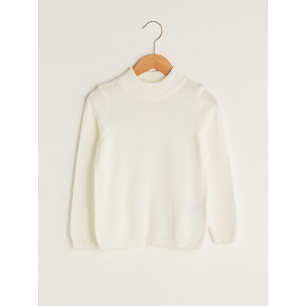 Yarım Balıkçı Yaka Uzun Kollu Kız Çocuk İnce Triko Kazak