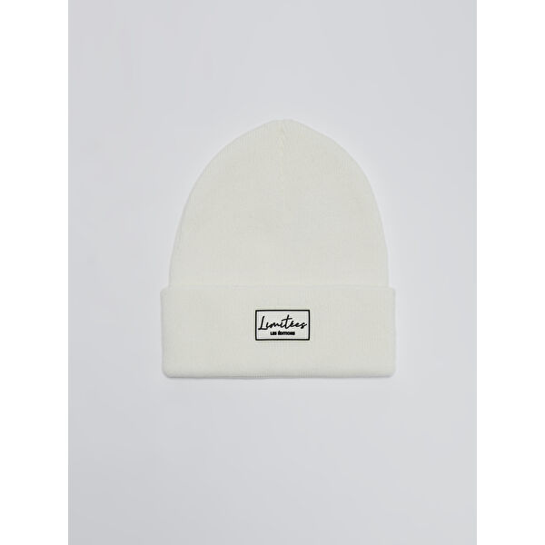 Etiket Baskılı Triko Erkek Bere