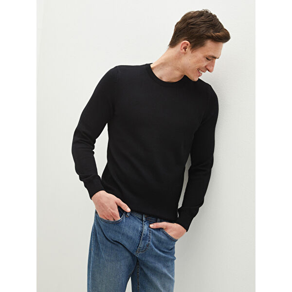 LCW BASIC Bisiklet Yaka Uzun Kollu İnce Erkek Triko Kazak