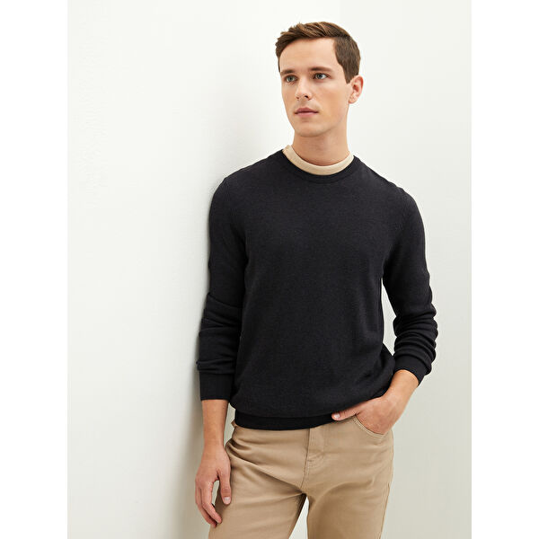 LCW BASIC Bisiklet Yaka Uzun Kollu İnce Erkek Triko Kazak