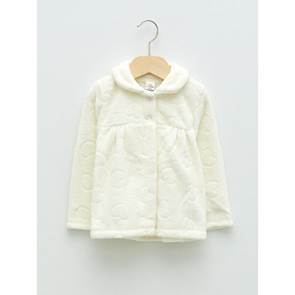 Bebe Yaka Uzun Kollu Desenli Kız Bebek Pelüş Mont Bebe Yaka Uzun Kollu Desenli Kız Bebek Pelüş Mont