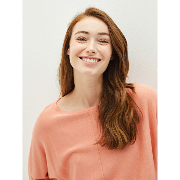 Bisiklet Yaka Düz Yarım Kollu Kadın Triko Kazak