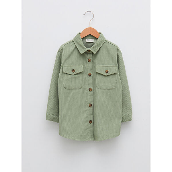 Basic Uzun Kollu Kadife Kız Çocuk Gömlek