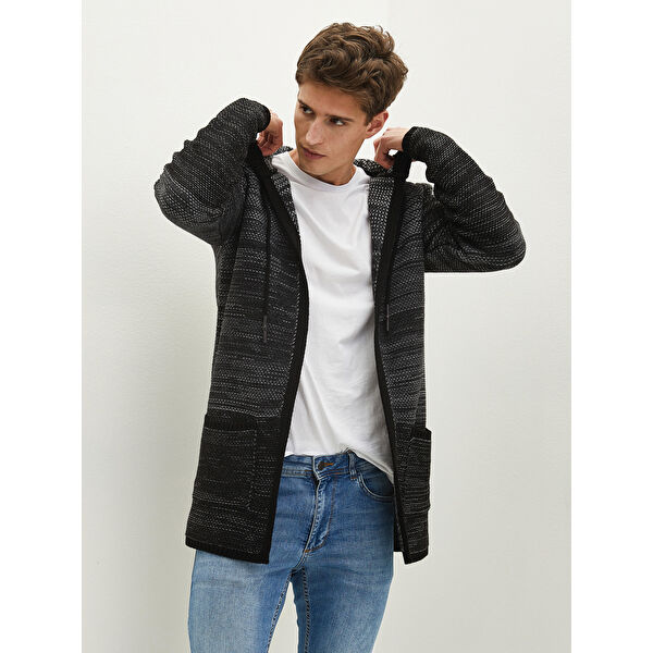 LCW CASUAL Kapüşonlu Uzun Kollu Erkek Triko Hırka