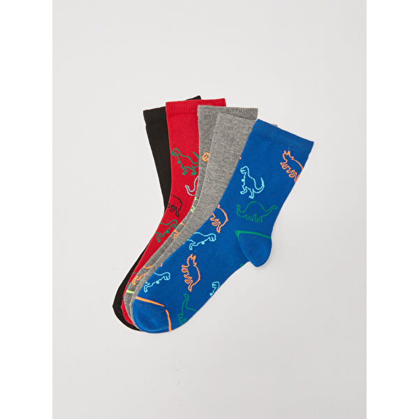 Dinozor Desenli Erkek Çocuk Soket Çorap 5'li Dinozor Desenli Erkek Çocuk Soket Çorap 5'li