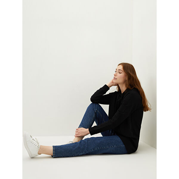 LCW BASIC Kapüşonlu Düz Uzun Kollu Pamuklu Kadın Sweatshirt LCW BASIC Kapüşonlu Düz Uzun Kollu Pamuklu Kadın Sweatshirt