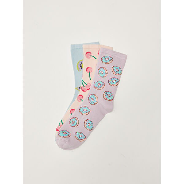 LCW DREAM Meyve Desenli Kadın Soket Çorap 3'lü Paket