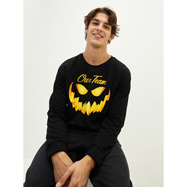 LCW CASUAL Bisiklet Yaka Uzun Kollu Baskılı Kalın Erkek Sweatshirt Baba ve Oğul Kombini