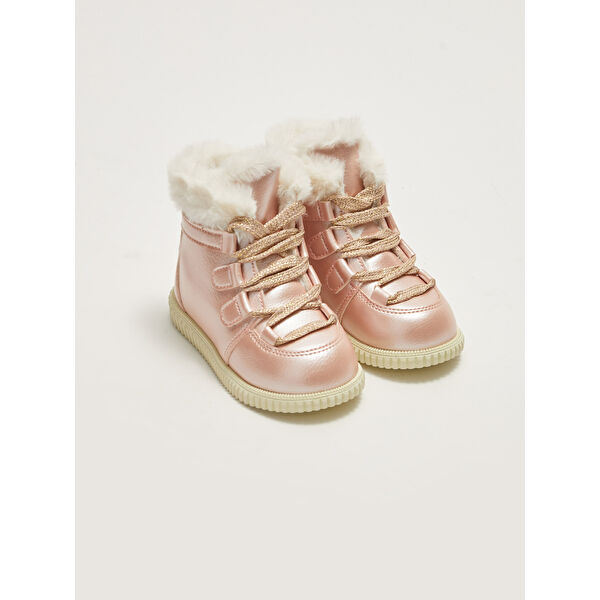 Bağcık ve Fermuarlı Kürk Astarlı Kız Bebek Bot