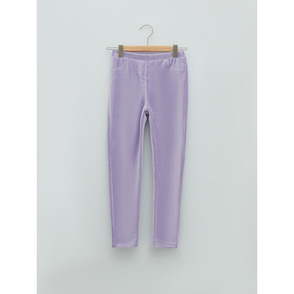 Beli Lastikli Basic Kadife Kız Çocuk Uzun Tayt