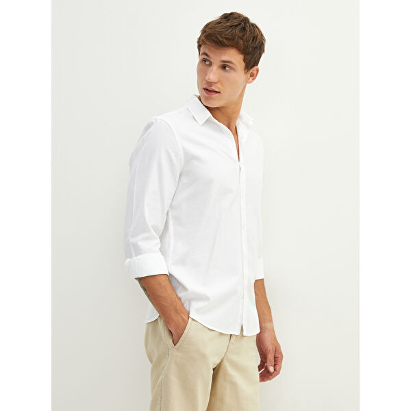 LCW CASUAL Slim Fit Uzun Kollu Gabardin Erkek Gömlek