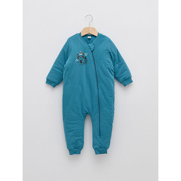 Bisiklet Yaka Uzun Kollu Baskılı Erkek Bebek Fermuarlı Uyku Tulumu