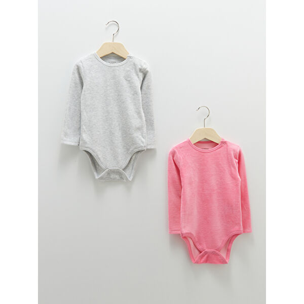 Bisiklet Yaka Uzun Kollu Basic Kadife Kız Bebek Çıtçıtlı Body 2'li