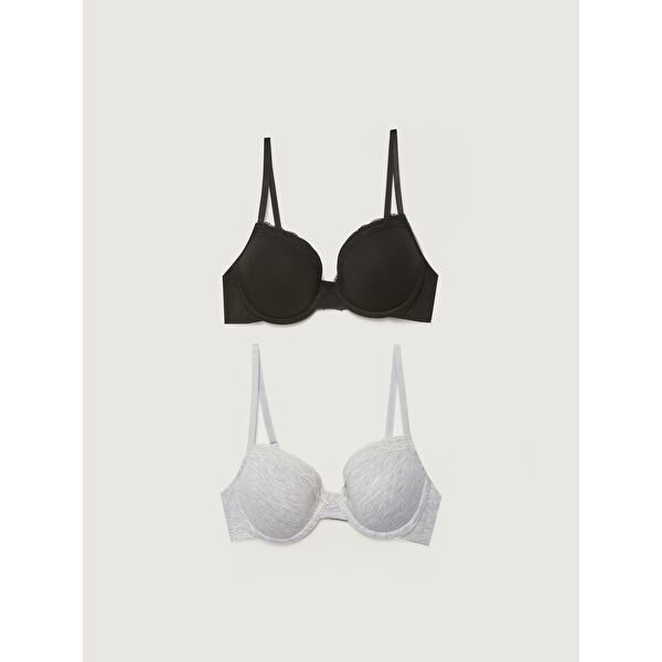 LCW DREAM Balenli Dantel Detaylı Tişört Sütyen 2'li LCW DREAM Balenli Dantel Detaylı Tişört Sütyen 2'li