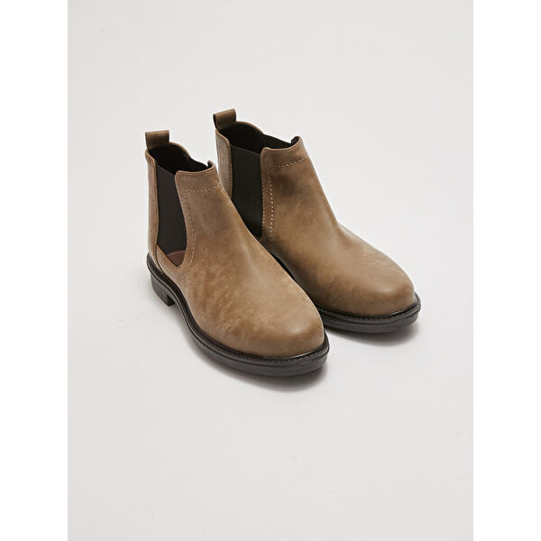 Deri Görünümlü Yanları Lastikli Erkek Bot Deri Görünümlü Yanları Lastikli Erkek Bot