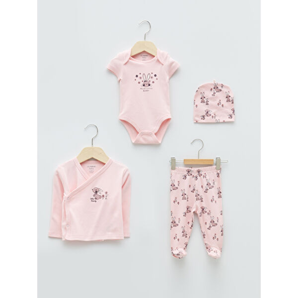 Baskılı Pamuklu Kız Bebek Hastane Seti