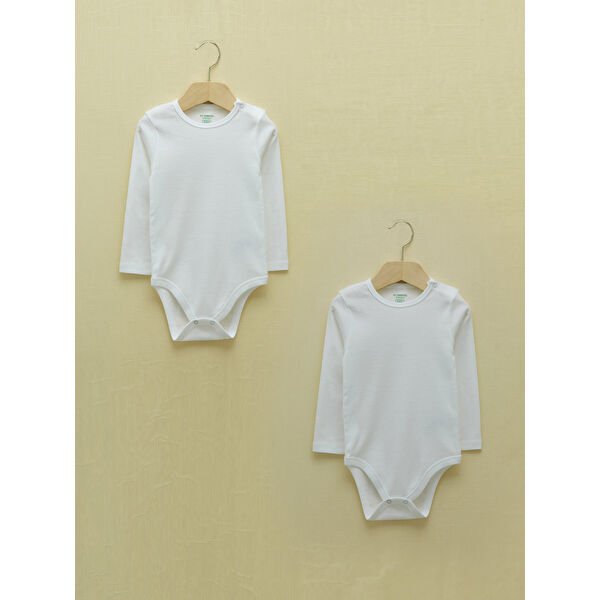 LCW GREEN Bisiklet Yaka Uzun Kollu Basic Unisex Bebek Çıtçıtlı Body 2'li