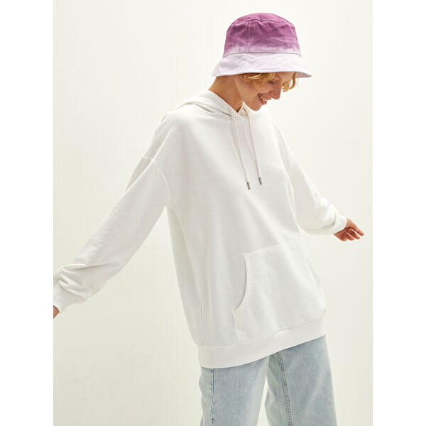 Kapüşon Yaka Düz Uzun Kollu Kadın Sweatshirt Kapüşon Yaka Düz Uzun Kollu Kadın Sweatshirt