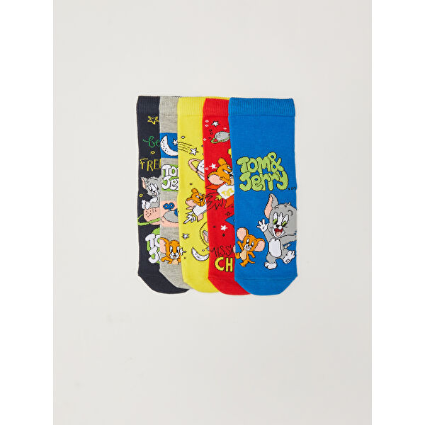 Tom ve Jerry Desenli Erkek Çocuk Soket Çorap 5'li