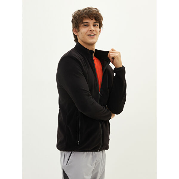 Standart Kalıp Dik Yaka Polar Erkek Spor Hırka