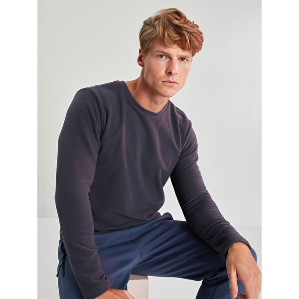 Bisiklet Yaka Uzun Kollu Polar Erkek Spor Tişört Bisiklet Yaka Uzun Kollu Polar Erkek Spor Tişört