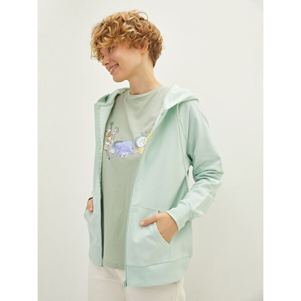 LCW CASUAL Kapüşon Yaka Düz Uzun Kollu Cep Detaylı Kadın Hırka