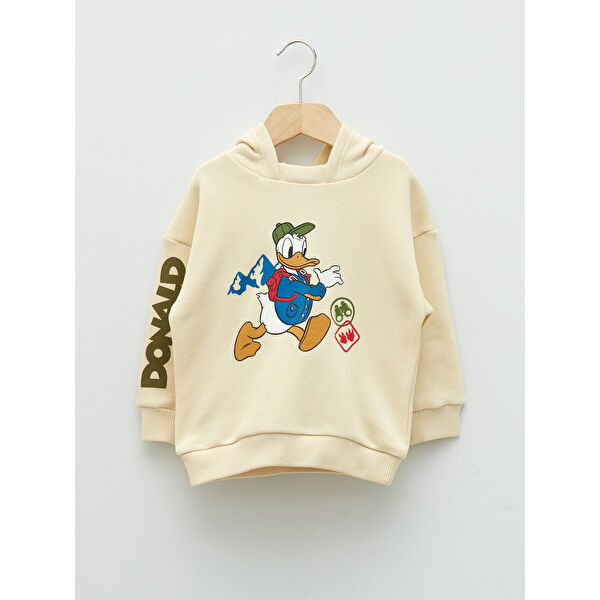 Kapüşonlu Uzun Kollu Donald Duck Baskılı Erkek Bebek Sweatshirt Kapüşonlu Uzun Kollu Donald Duck Baskılı Erkek Bebek Sweatshirt