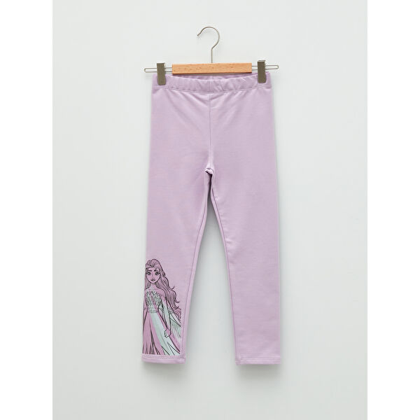 Beli Lastikli Elsa Baskılı Pamuklu Kız Çocuk Tayt