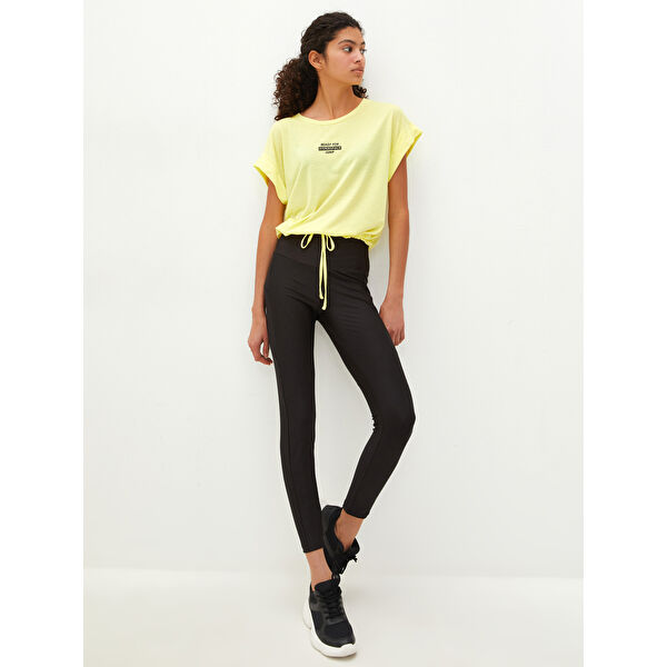 LCW ACTIVE Beli Lastikli Düz Cep Detaylı Kadın Spor Tayt