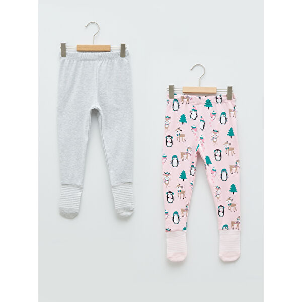 Beli Lastikli Kız Bebek Patikli Pijama Alt 2'li