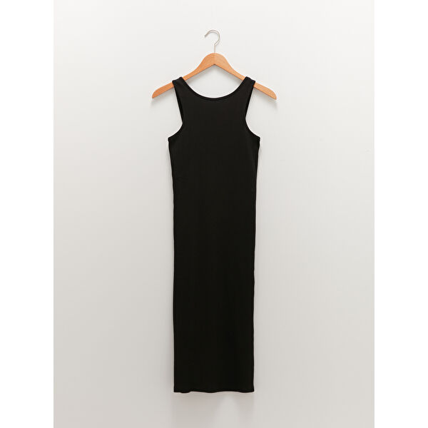 XSIDE Bisiklet Yaka Düz Kolsuz Kaşkorse Kumaş Kadın Elbise