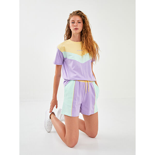 XSIDE Beli Lastikli Renk Bloklu Cep Detaylı Pamuklu Kadın Bermuda Şort XSIDE Beli Lastikli Renk Bloklu Cep Detaylı Pamuklu Kadın Bermuda Şort