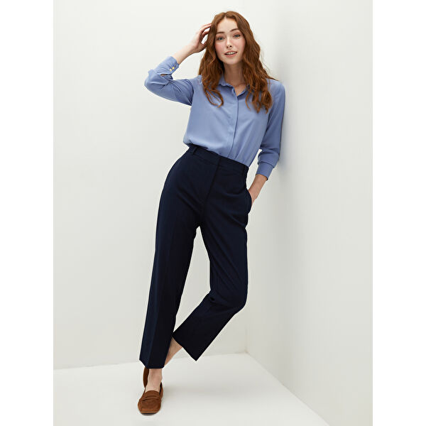 LCW BASIC Standart Fit Cep Detaylı Keten Görünümlü Kadın Pantolon