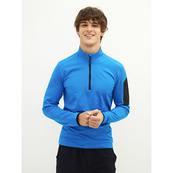 Outdoor Slim Fit Dik Yaka Uzun Kollu Erkek Sweatshirt