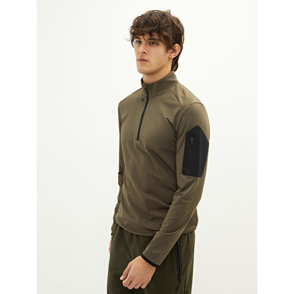 Outdoor Slim Fit Dik Yaka Uzun Kollu Erkek Sweatshirt