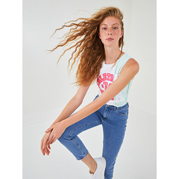 XSIDE Bisiklet Yaka Baskılı Kolsuz Crop Kaşkorse Kumaş Kadın Atlet XSIDE Bisiklet Yaka Baskılı Kolsuz Crop Kaşkorse Kumaş Kadın Atlet