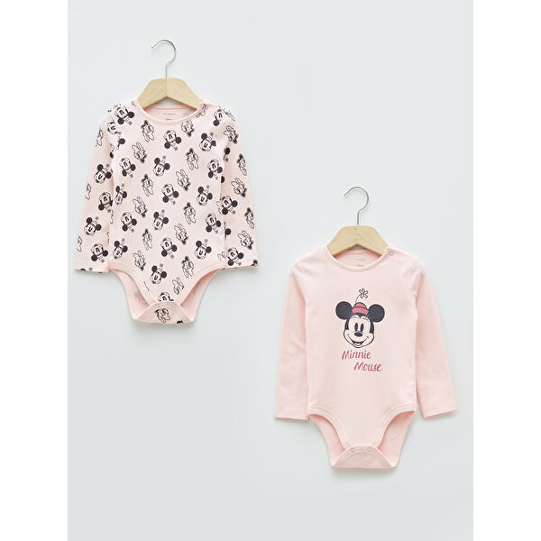 Bisiklet Yaka Uzun Kollu Minnie Mouse Baskılı Kız Bebek Çıtçıtlı Body 2'li Bisiklet Yaka Uzun Kollu Minnie Mouse Baskılı Kız Bebek Çıtçıtlı Body 2'li
