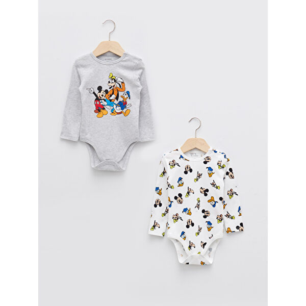 Bisiklet Yaka Uzun Kollu Disney Baskılı Erkek Bebek Çıtçıtlı Body 2'li