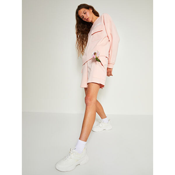 LCW CASUAL Beli Lastikli Baskılı Cep Detaylı Kadın Bermuda Şort