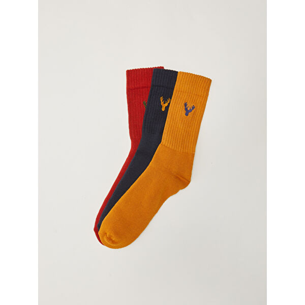 Nakışlı Kalın Erkek Soket Çorap 3'lü