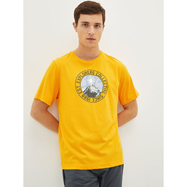 Outdoor Bisiklet Yaka Kısa Kollu Baskılı Erkek Tişört