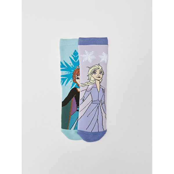 Frozen Desenli Kız Çocuk Soket Çorap 2'li Frozen Desenli Kız Çocuk Soket Çorap 2'li