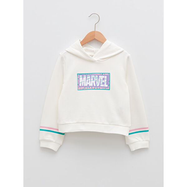Kapüşonlu Marvel Baskılı Uzun Kollu Kız Çocuk Sweatshirt Kapüşonlu Marvel Baskılı Uzun Kollu Kız Çocuk Sweatshirt