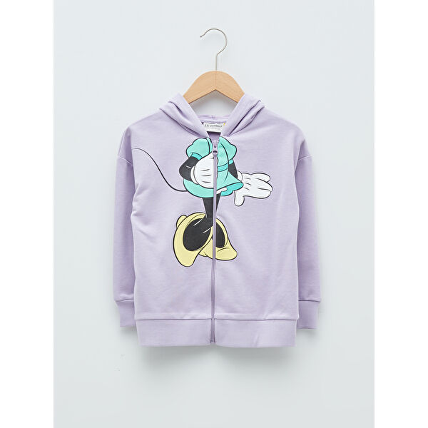 Kapüşonlu Minnie Mouse Baskılı Uzun Kollu Kız Çocuk Fermuarlı Sweatshirt Kapüşonlu Minnie Mouse Baskılı Uzun Kollu Kız Çocuk Fermuarlı Sweatshirt