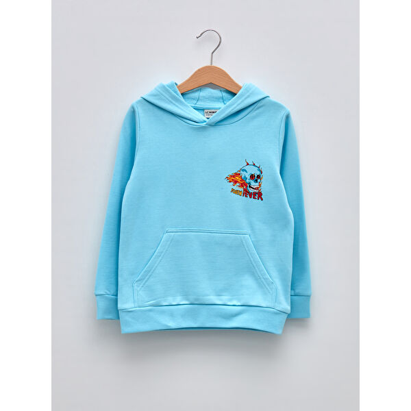 Kapüşonlu Baskılı Uzun Kollu Erkek Çocuk Sweatshirt