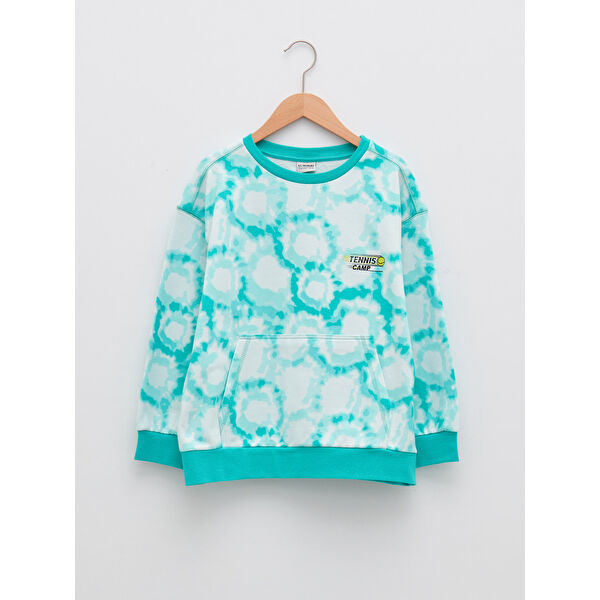 Bisiklet Yaka Batik Desenli Uzun Kollu Erkek Çocuk Sweatshirt