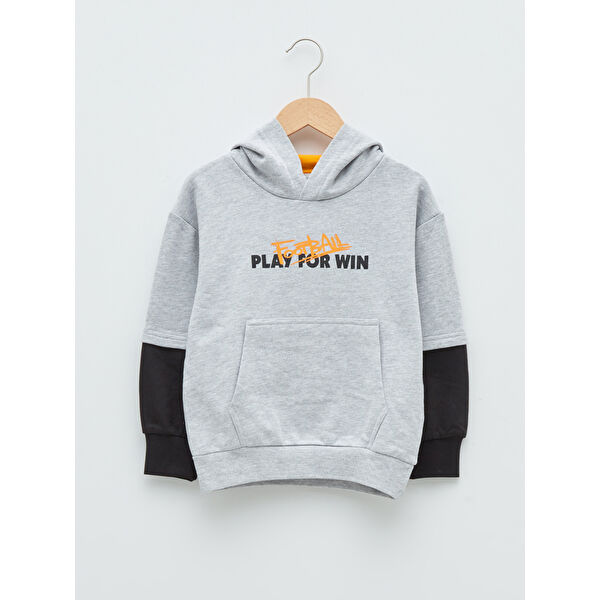 Kapüşonlu Baskılı Uzun Kollu Erkek Çocuk Sweatshirt Kapüşonlu Baskılı Uzun Kollu Erkek Çocuk Sweatshirt