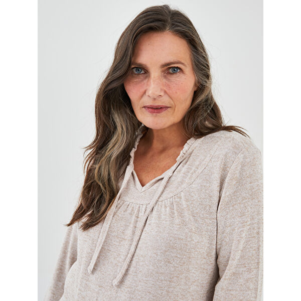 LCW GRACE Fırfırlı Bağlamalı Yaka Düz Uzun Kollu Kadın Bluz LCW GRACE Fırfırlı Bağlamalı Yaka Düz Uzun Kollu Kadın Bluz